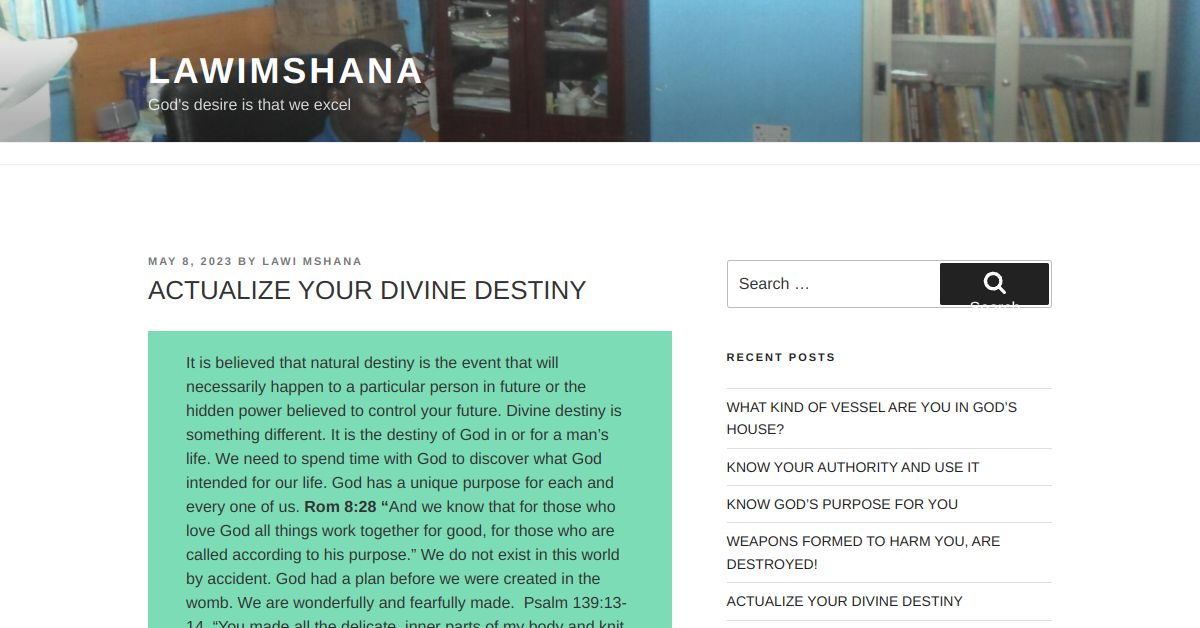 ACTUALIZE YOUR DIVINE DESTINY – lawimshana